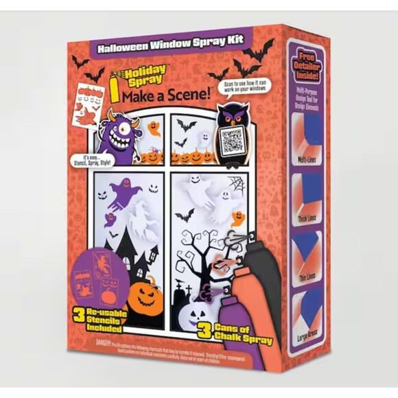 holiday spray | Holiday | Halloween Chalk Spray Kit Window Decor Party ...